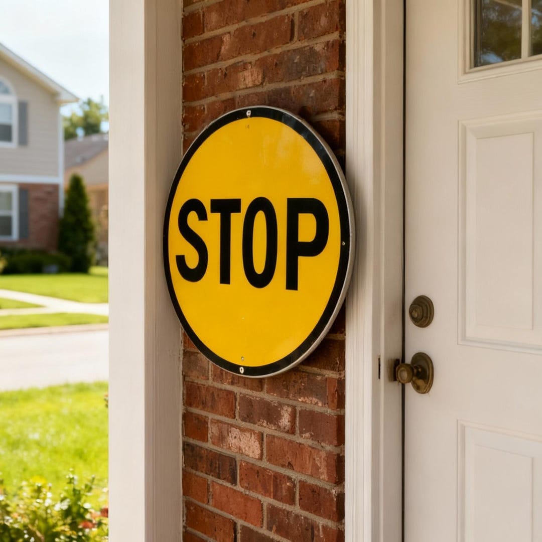 Durable Metal STOP Traffic Sign - Classic Yellow & Black Circular ...
