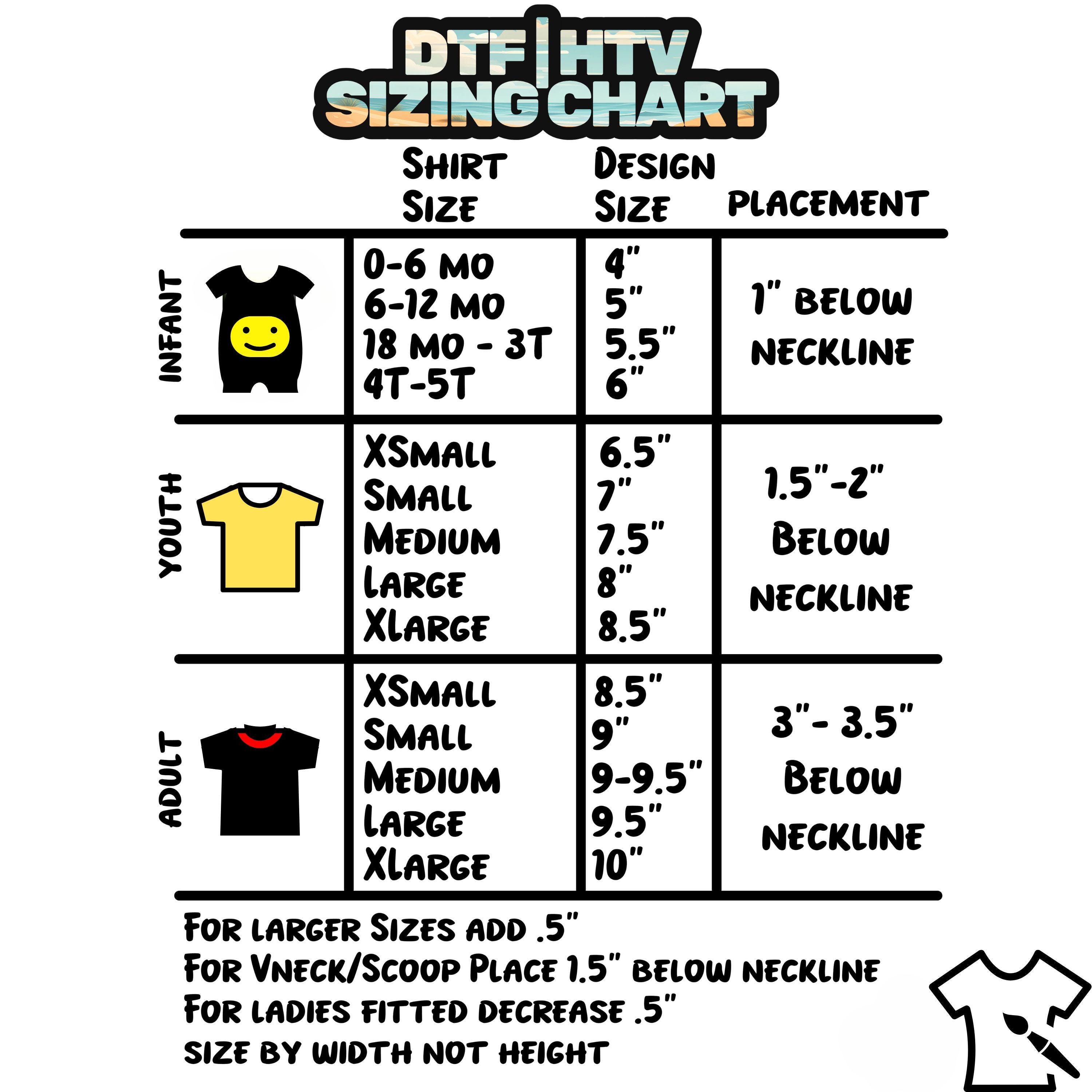 SVG, Printable T-shirt Size Chart, Set of 2, Placement Chart for Shirt ...