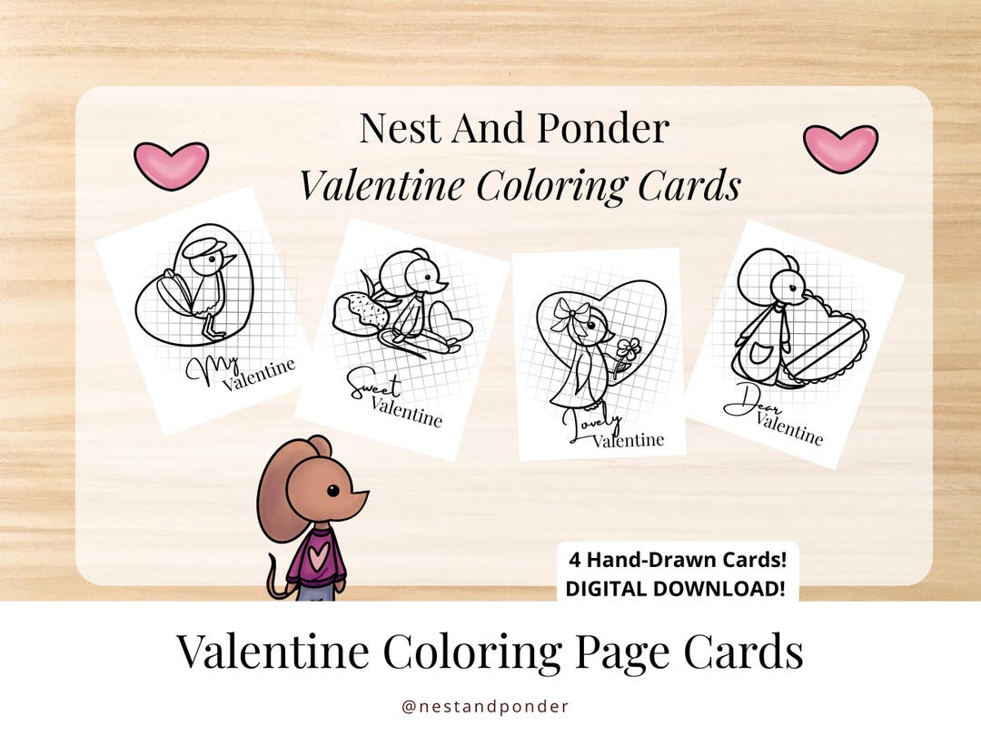 Valentines NAP Themed Coloring Cards - Etsy