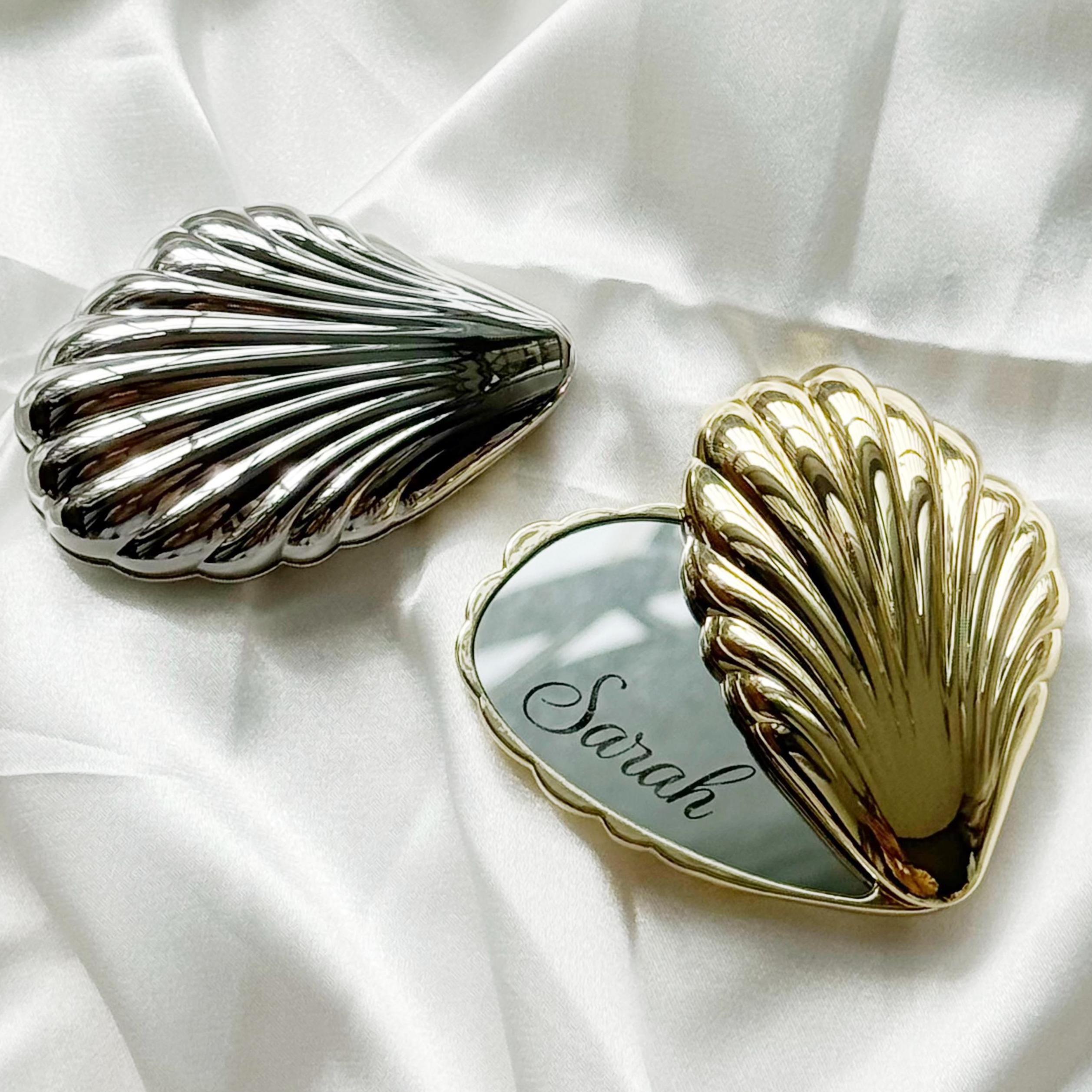 Personalized Shell Compact Mirror, Engraved Name Makeup Mirror, Small ...