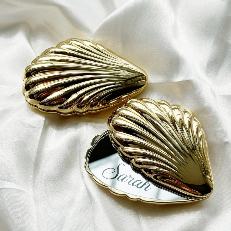 Personalized Shell Compact Mirror, Engraved Name Makeup Mirror, Small ...