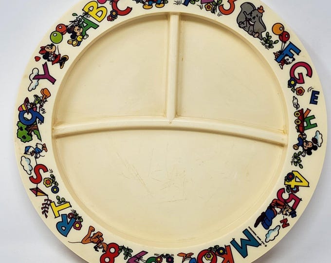 Vintage Disney Characters Kids Plastic Plate W/3 Dividers Superseal ...