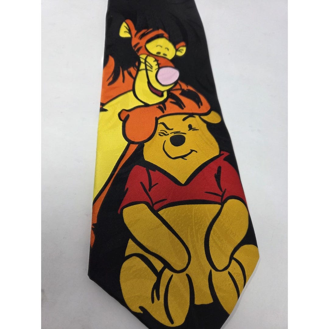 Disney Winnie the Pooh and Tigger Mens Neck Tie Black Classic VINTAGE ...