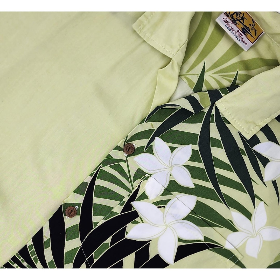 Vintage Winnie Fashion Hawaiian Shirt Mens Small Green Floral S/S ...