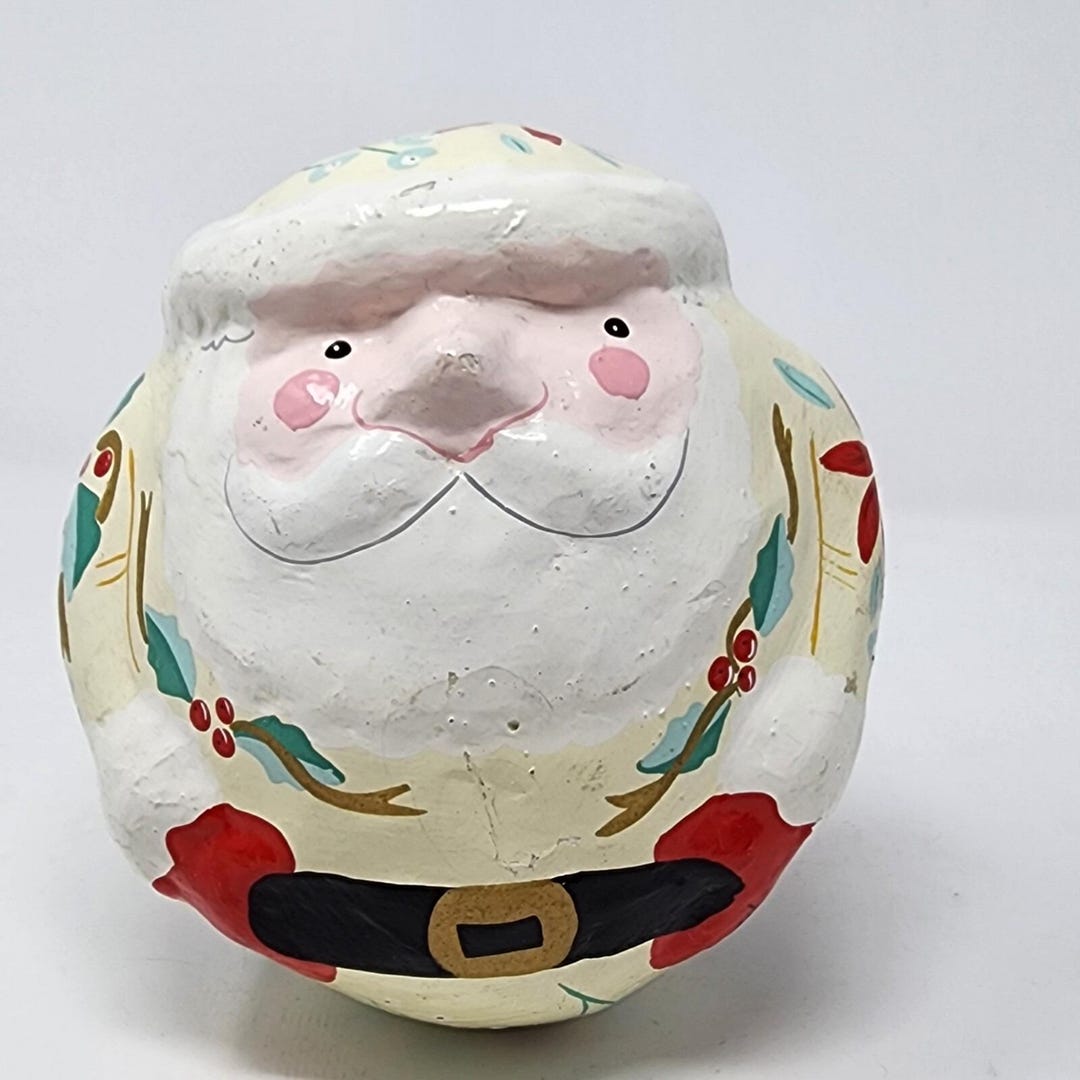 Vintage Pier One Santa Claus Hand Painted Paper Mache Wobbly Folk Art ...