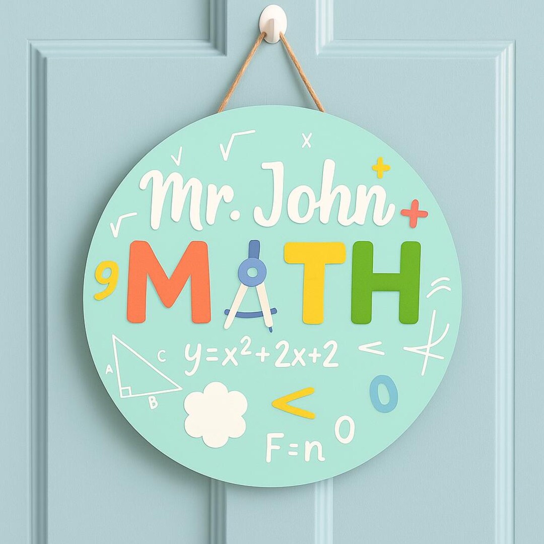 Classroom Welcome Sign, Back to School, Personalized Math Teacher Door ...