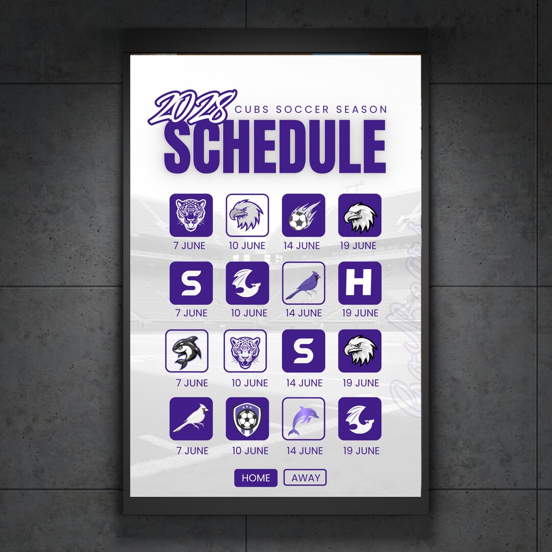 Season Schedule Poster Design Canva Template - A3 Size, Fully ...
