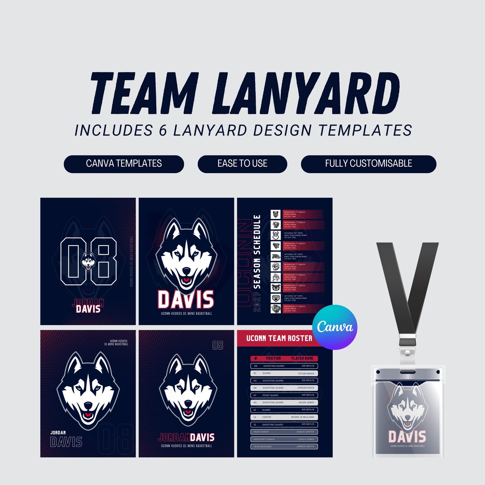 Team Lanyard & Player ID Card Designs - Canva Templates | Travel Team ...