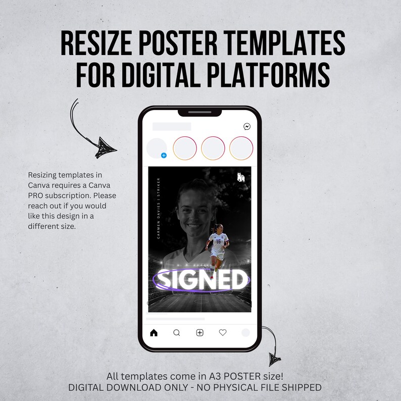 Soccer Player Signed Poster - Canva Template - A3 Size, Fully ...