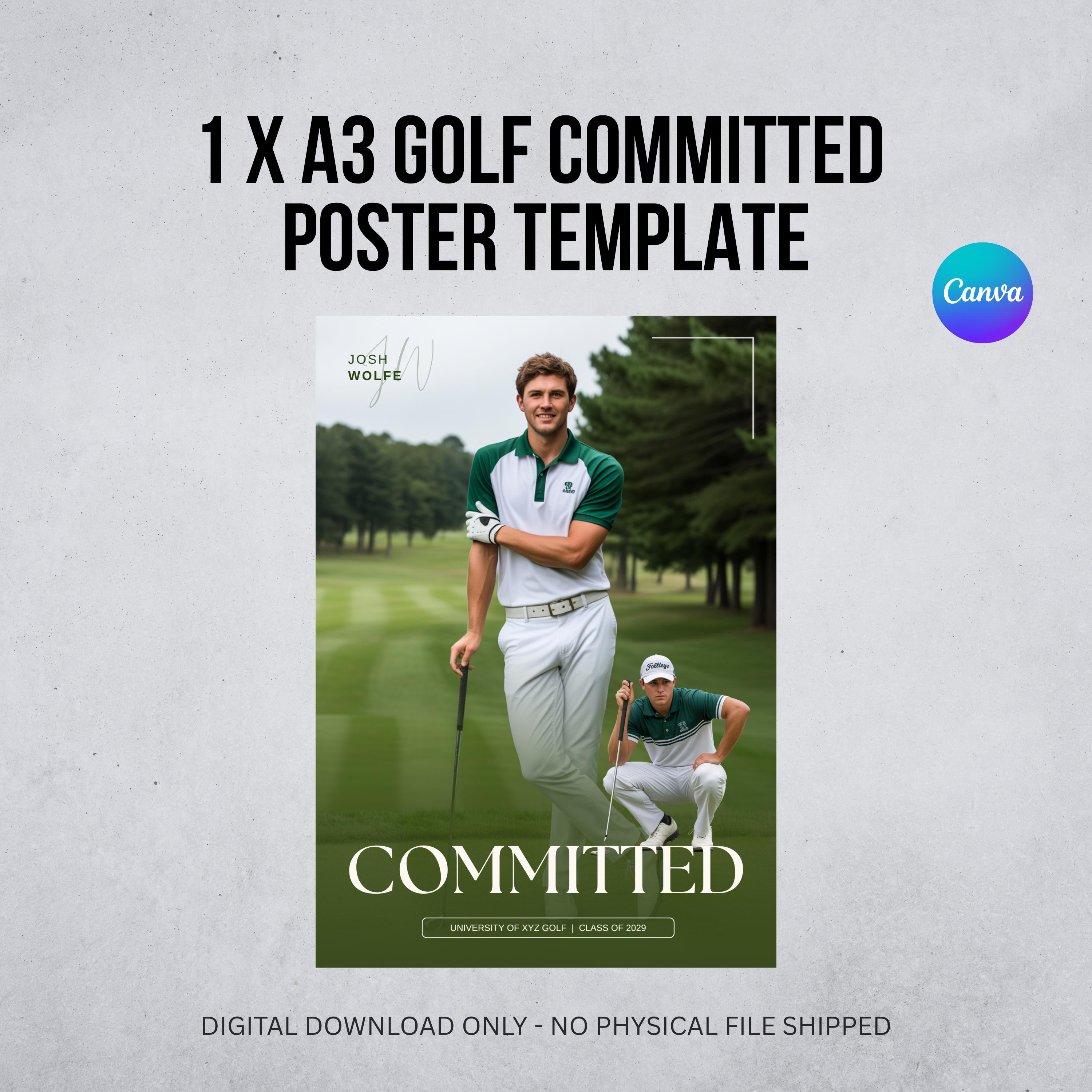 Committed GOLF Poster - Canva Template - A3 Size, Fully Customizable ...