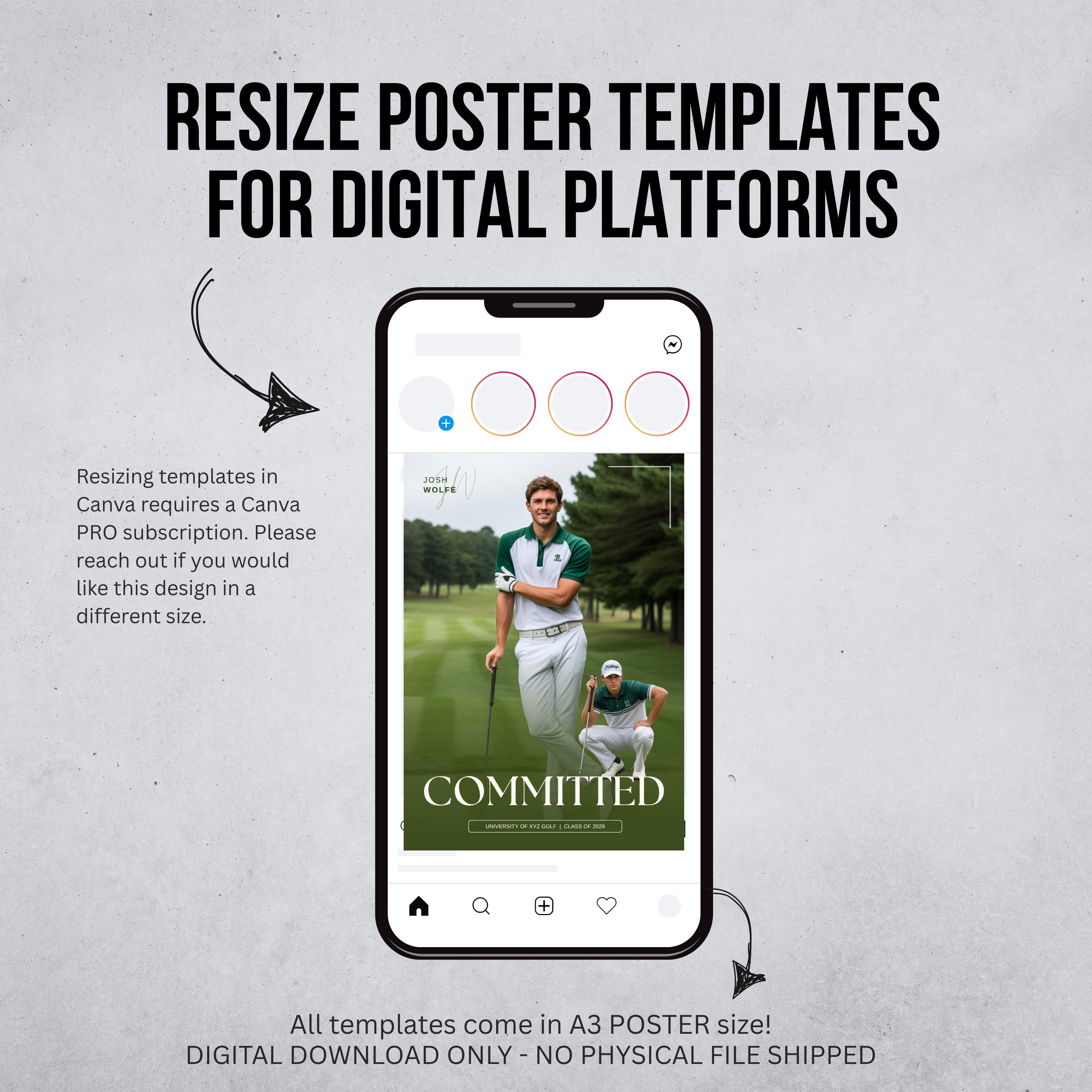 Committed GOLF Poster - Canva Template - A3 Size, Fully Customizable ...