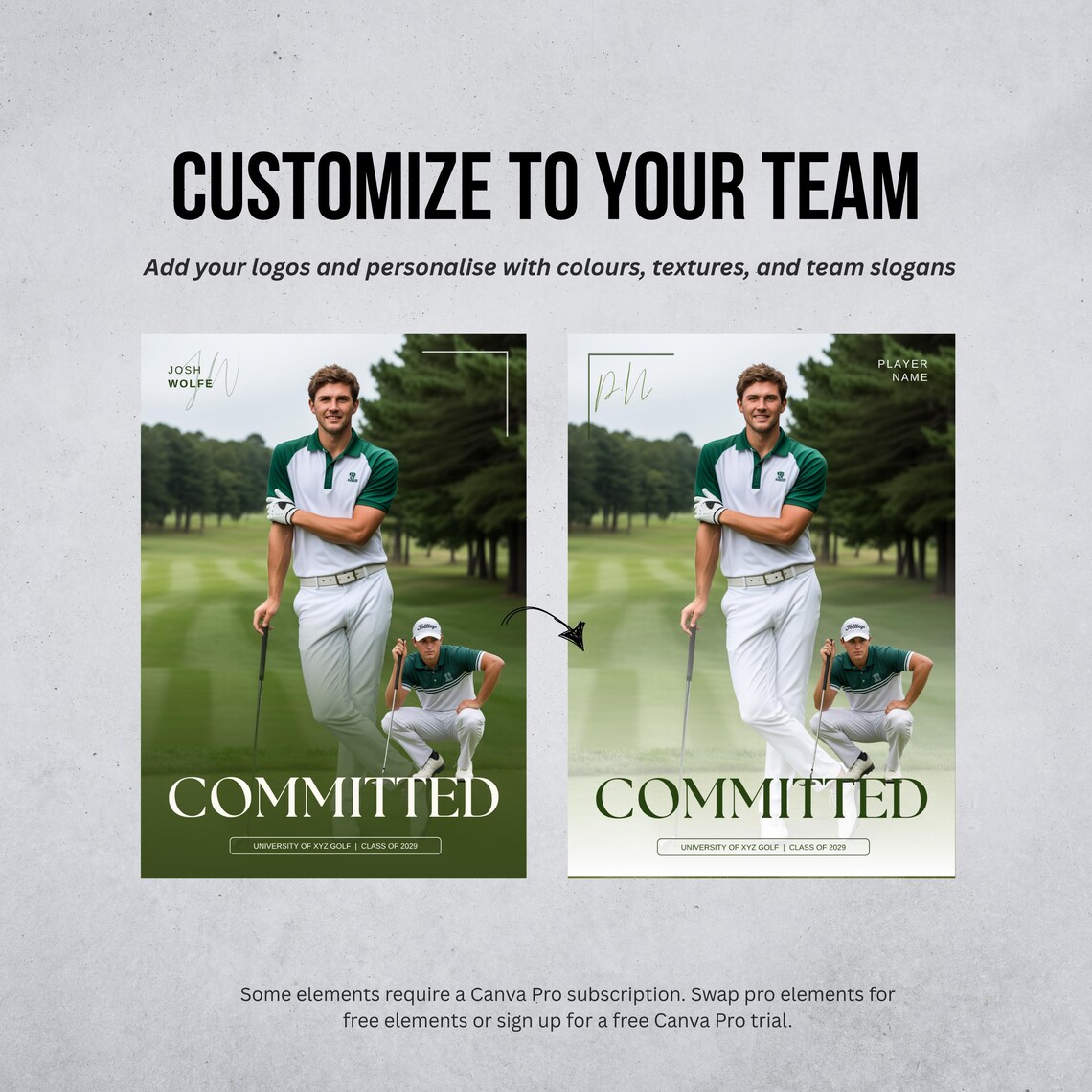 Committed GOLF Poster - Canva Template - A3 Size, Fully Customizable ...
