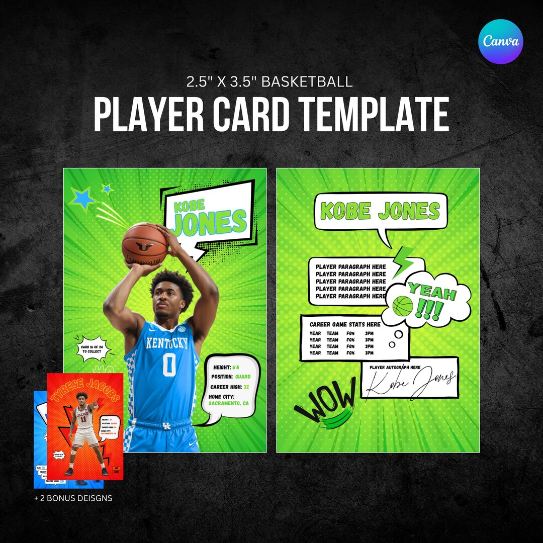 Basketball Comic Player Card Template – Customizable Canva Design ...