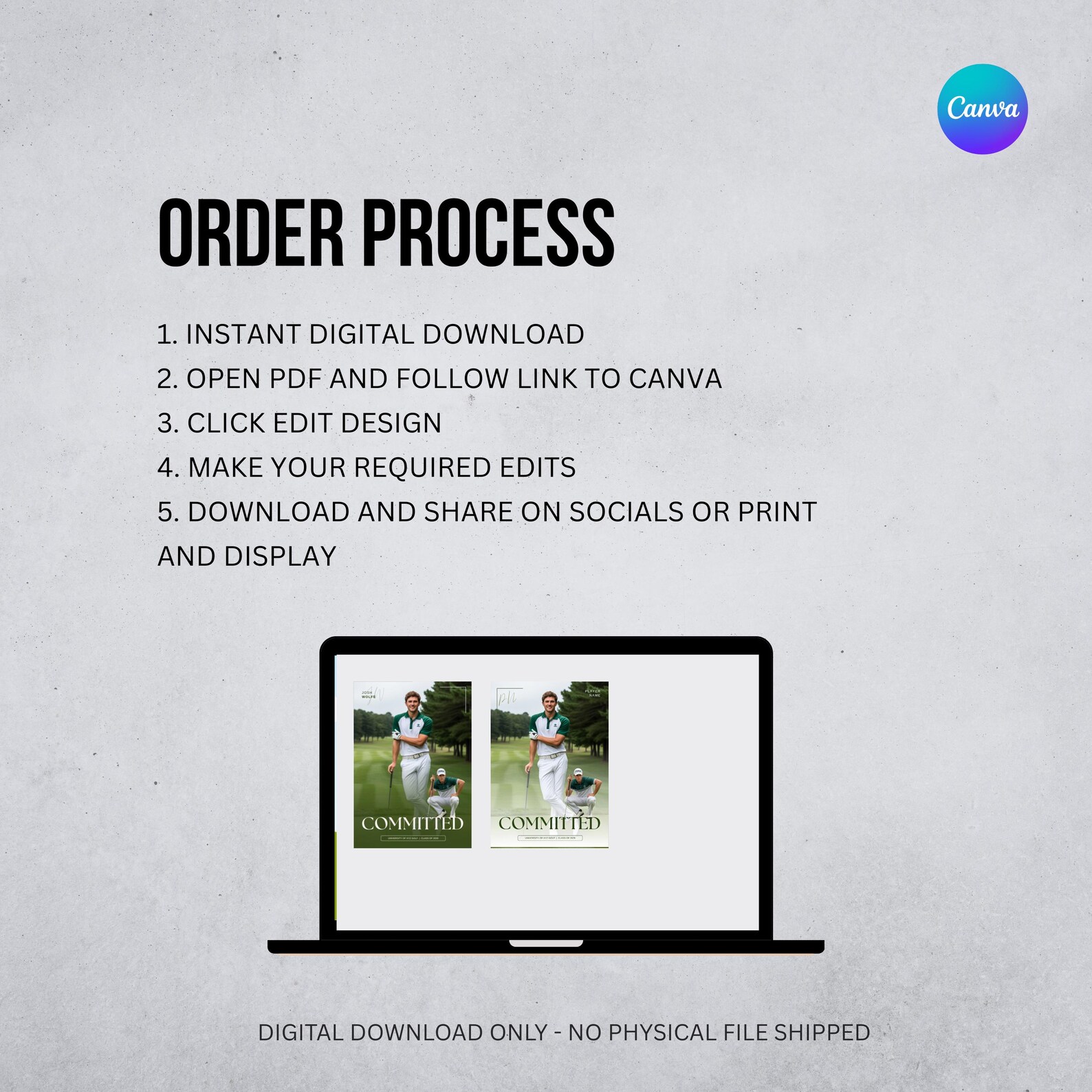 Committed GOLF Poster - Canva Template - A3 Size, Fully Customizable ...