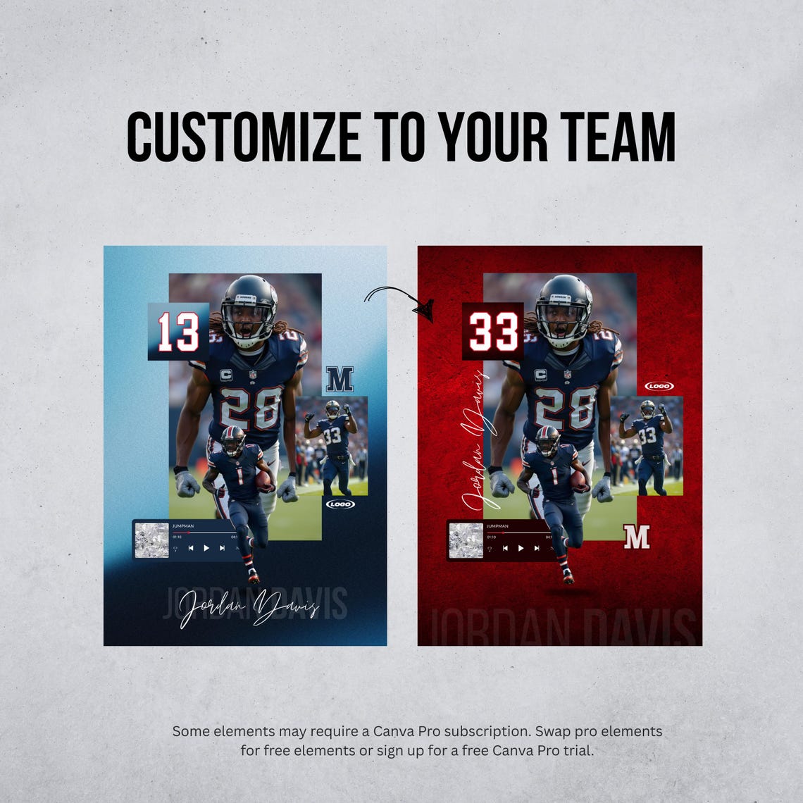 Sports Athlete Player Poster - Canva Template - A3 Size, Fully ...