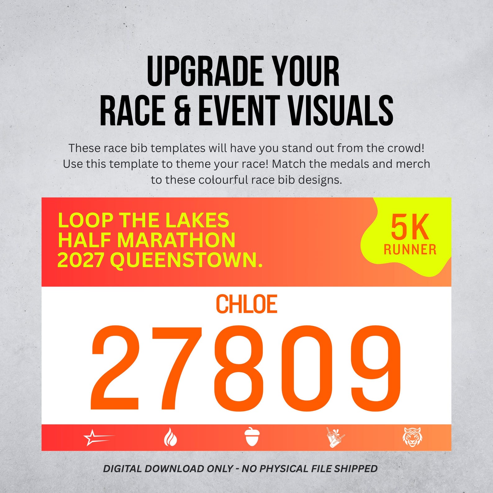 Race Bib Canva Template: Half Marathon, 10k, 5k (digital Download) - Etsy