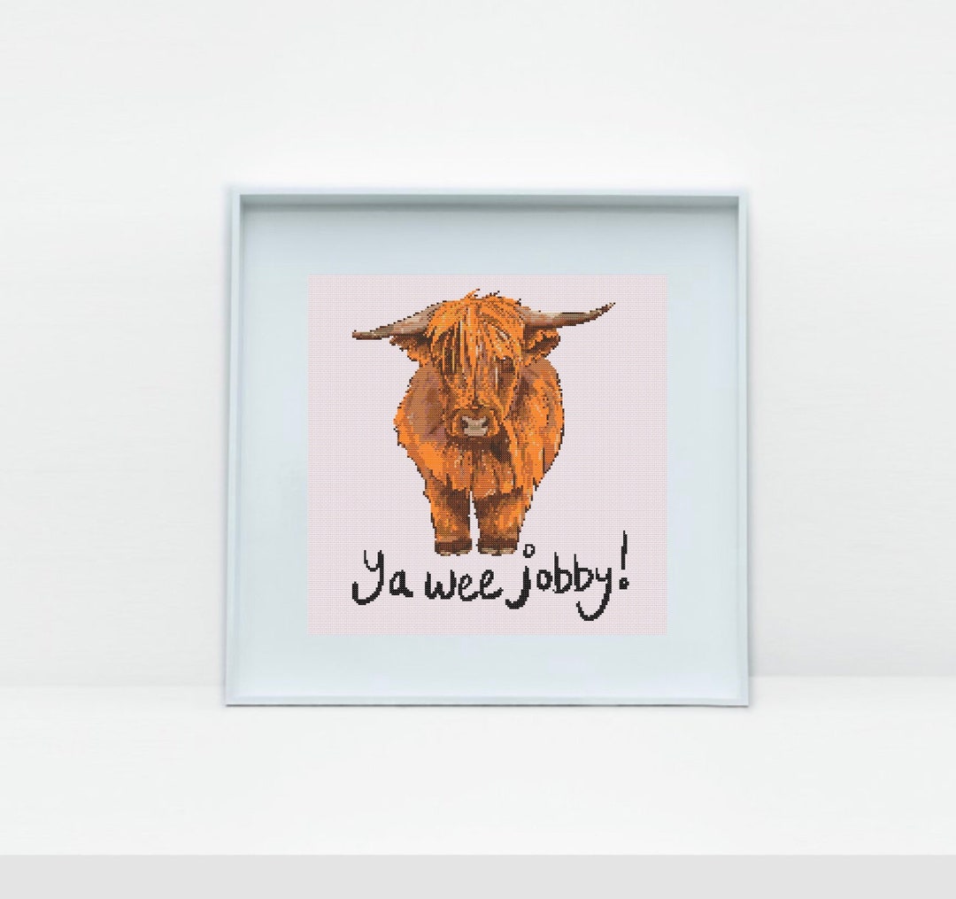 Highland Cow Heilan Coo Wee Jobby Cross Stitch Pattern PDF - Instant ...