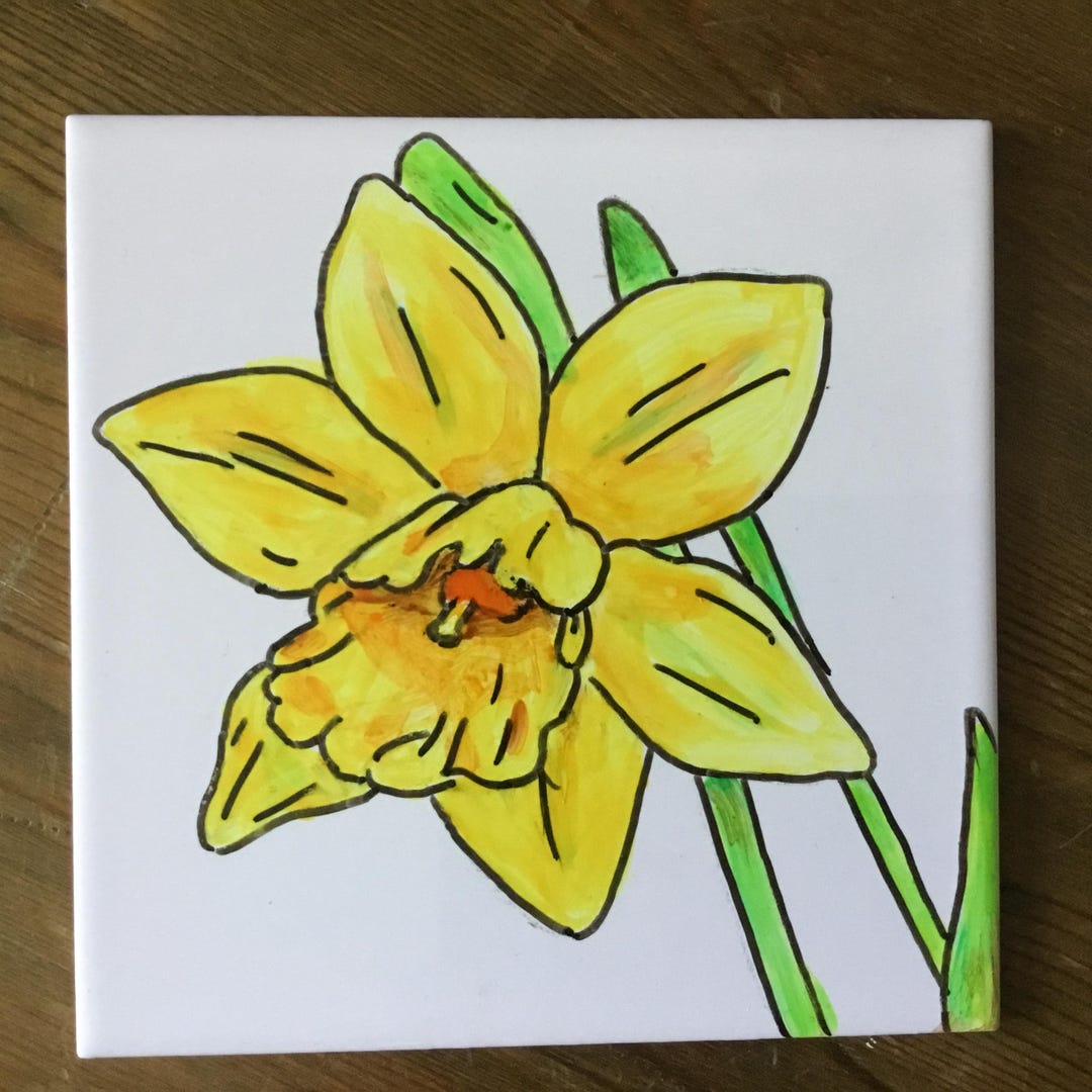 Daffodil Ceramic Wall Tiles Hand Painted - 6x6” - Etsy