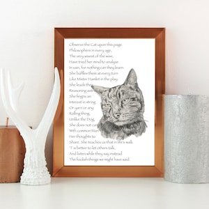 The Cat Poem With Tabby Cat - Unframed Print - Etsy