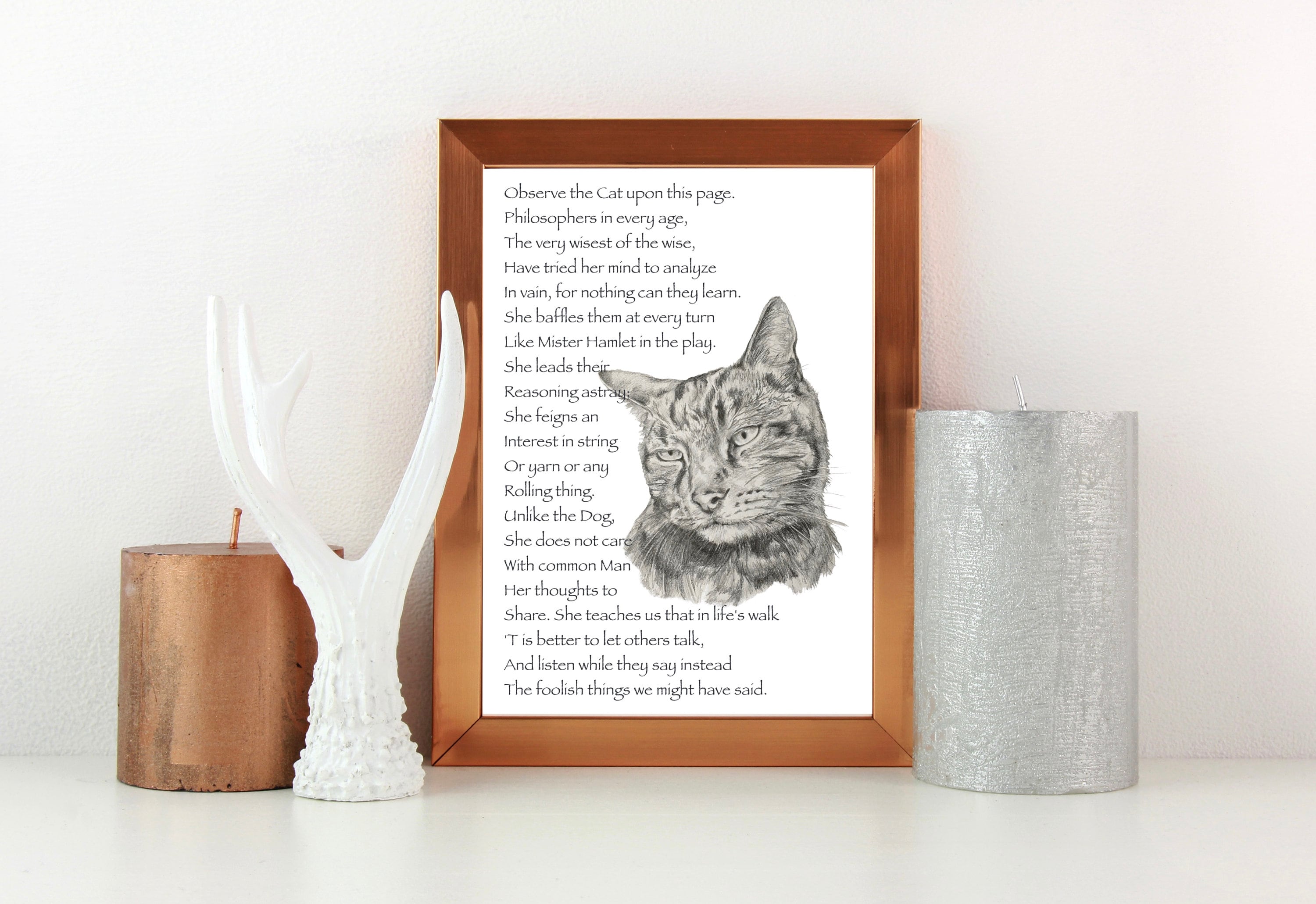 The Cat Poem With Tabby Cat - Unframed Print - Etsy
