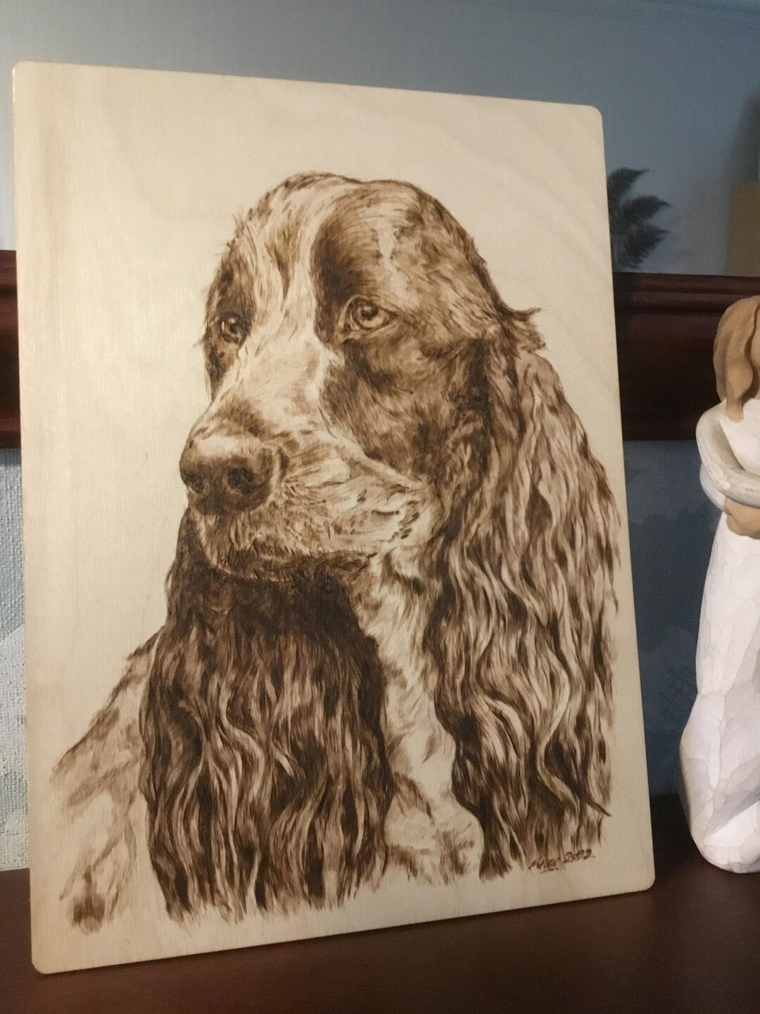 Spaniel Dog Hand Drawn Wood Burning Pyrography on Birch Plywood A4 - Etsy