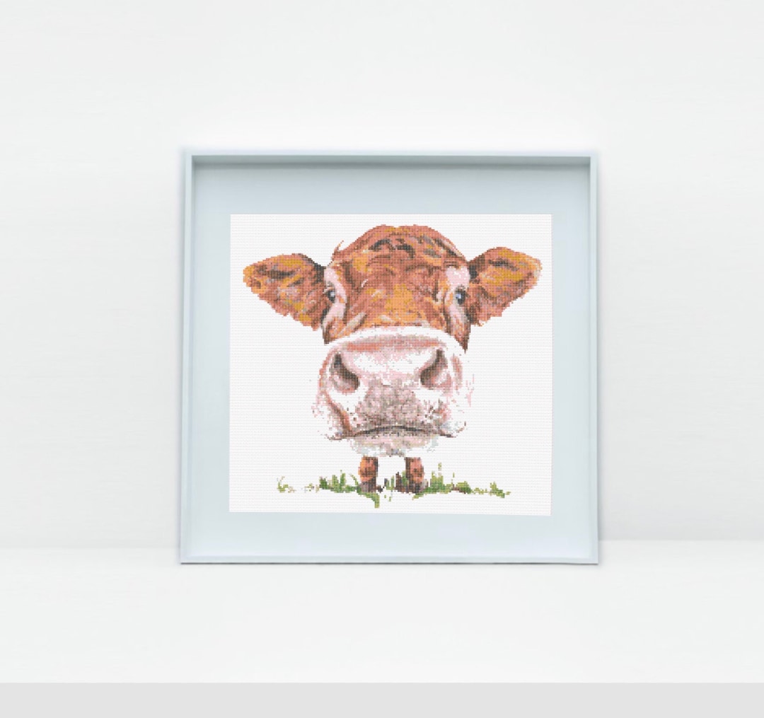 Cute Cow Cross Stitch Pattern - Farmhouse Decor (digital Download) - Etsy