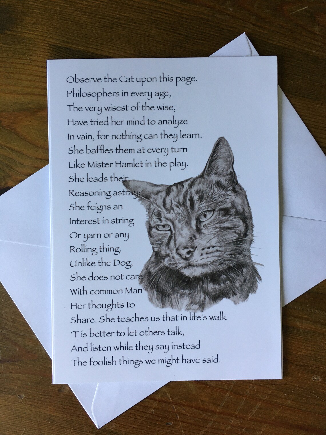The Cat Poem Art Card for Any Occasion - Etsy