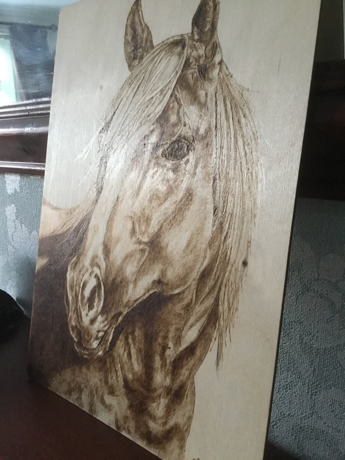 Horse Pyrography Wood Burning on Birch Plywood A4 Hand Drawn - Etsy