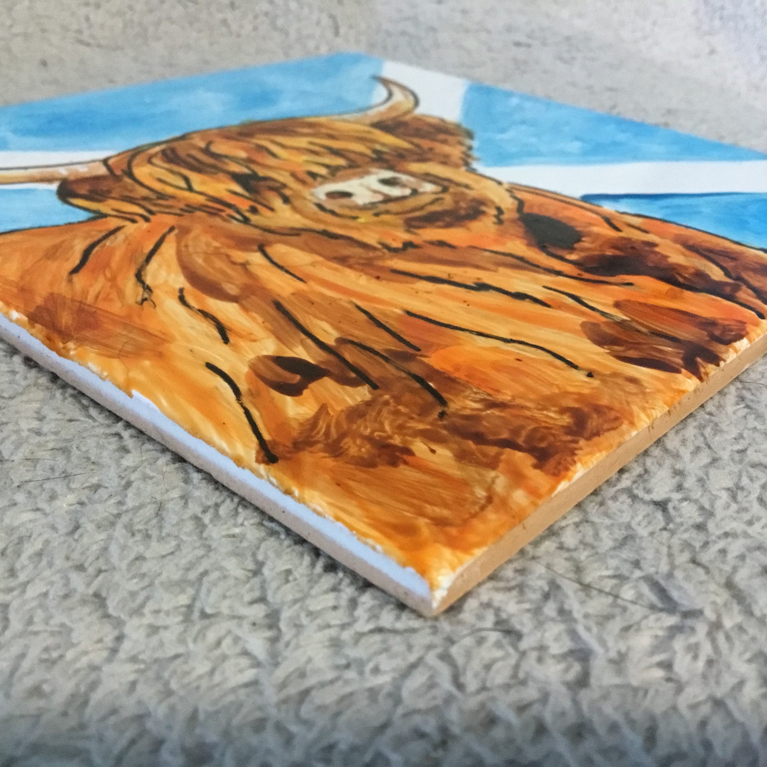 Highland Cow Painted Ceramic Wall Tile 6x6 - Etsy