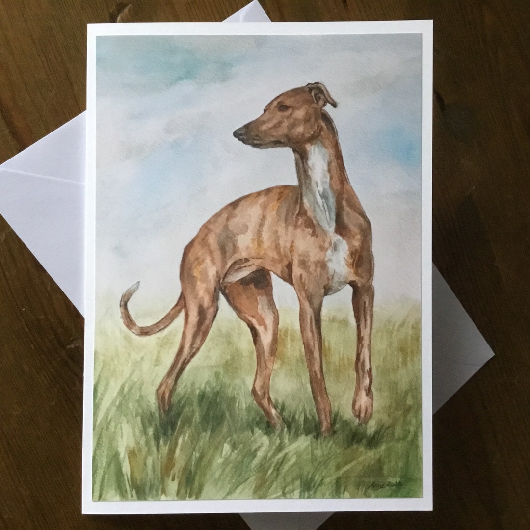 Greyhound Dog Watercolour Art Greeting Card - Blank Inside - Etsy