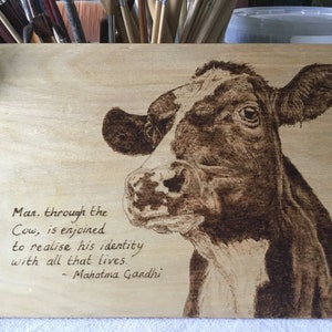 Holy Cow Unique Pyrography on Birch Plywood - Etsy