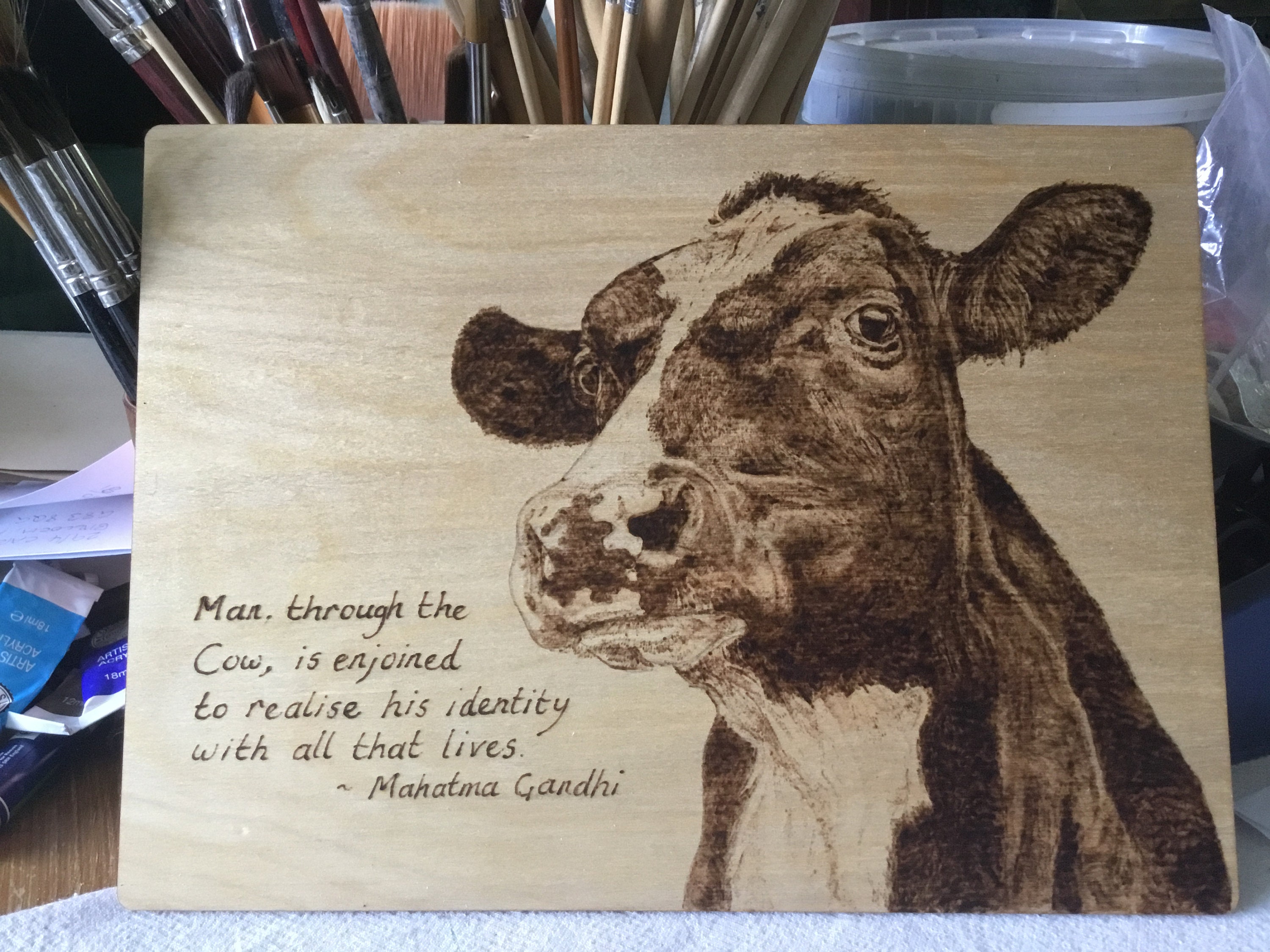 Holy Cow Unique Pyrography on Birch Plywood - Etsy