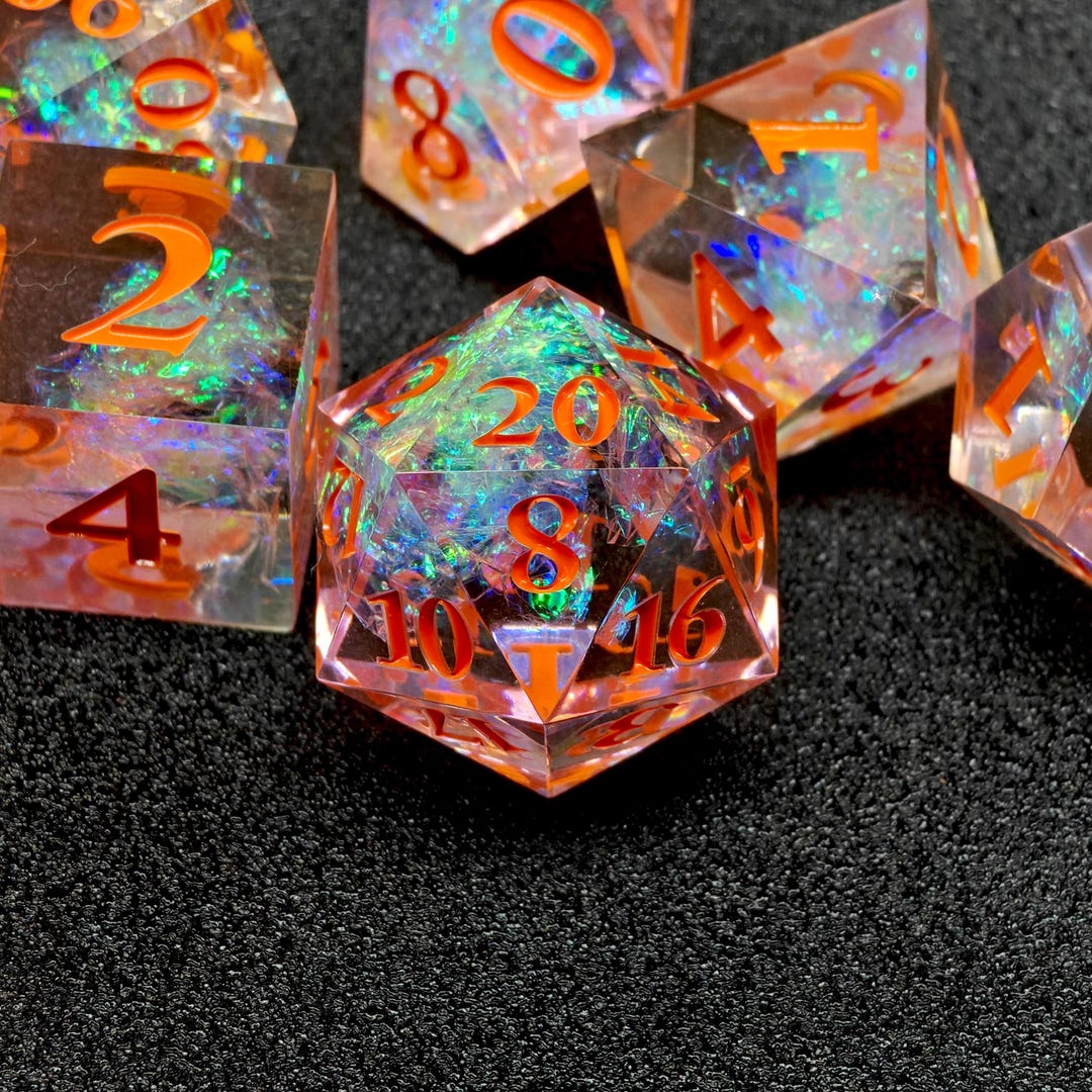 Light DND Dice Set, Pink Resin Sharp Edge D&D Dice Set, Dungeons and ...