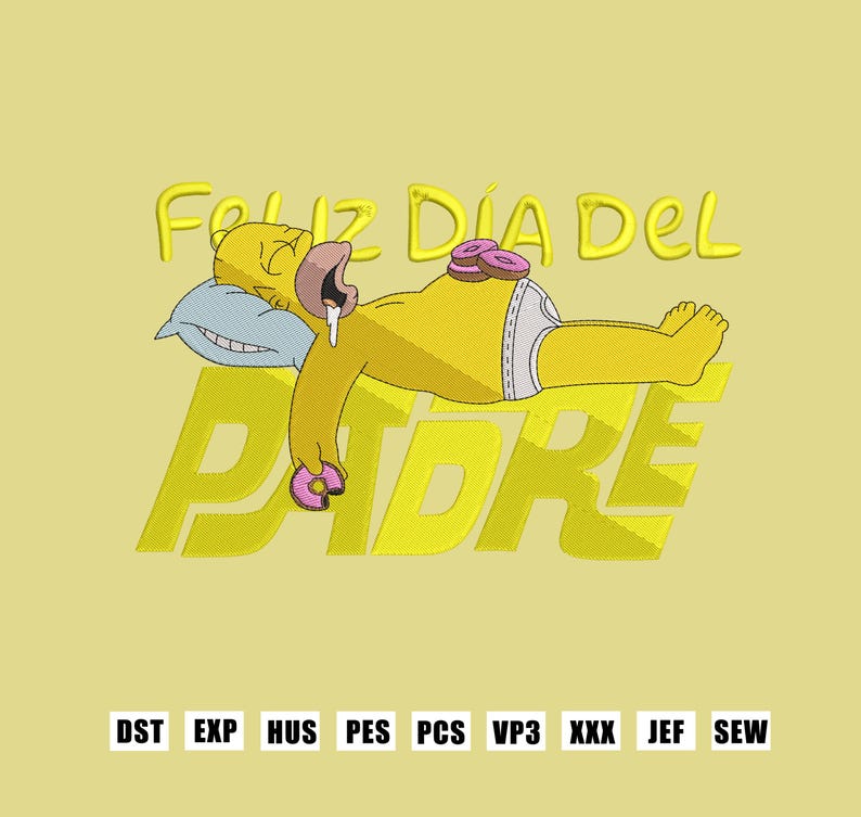 Homer Simpson Sleep Embroidery Design, Digital File, Embroidery Pattern ...