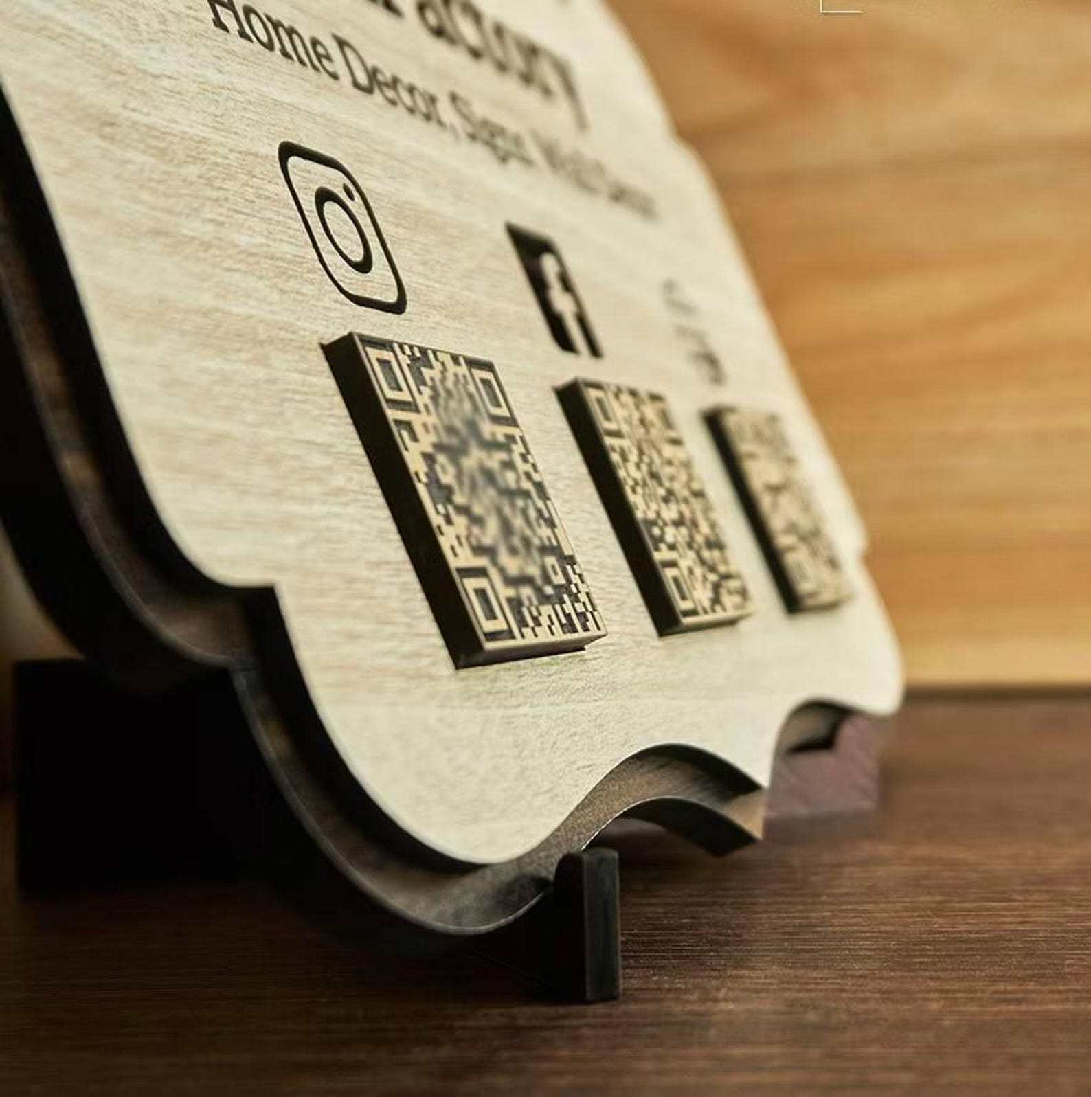 Custom Wooden QR Code Board, Scan Information on Instagram, Facebook ...