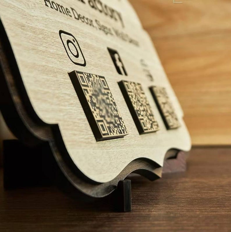 Custom Wooden QR Code Board, Scan Information on Instagram, Facebook ...
