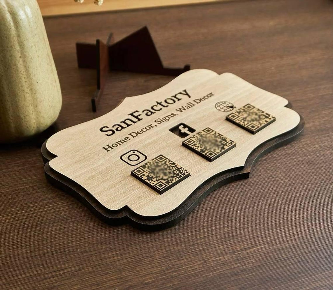 Custom Wooden QR Code Board, Scan Information on Instagram, Facebook ...
