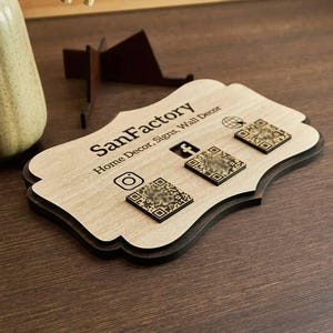 Custom Wooden QR Code Board, Scan Information on Instagram, Facebook ...