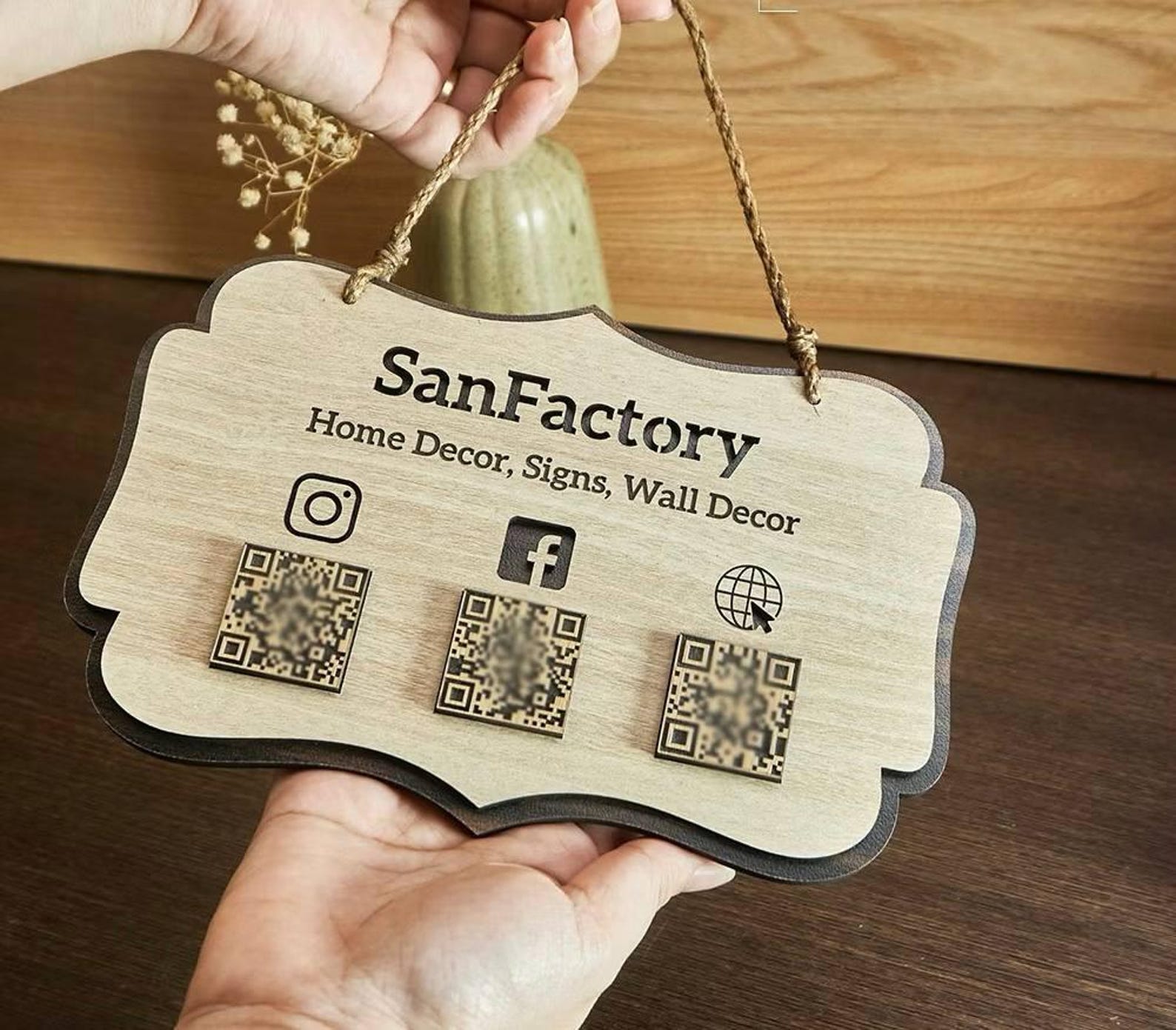Custom Wooden QR Code Board, Scan Information on Instagram, Facebook ...