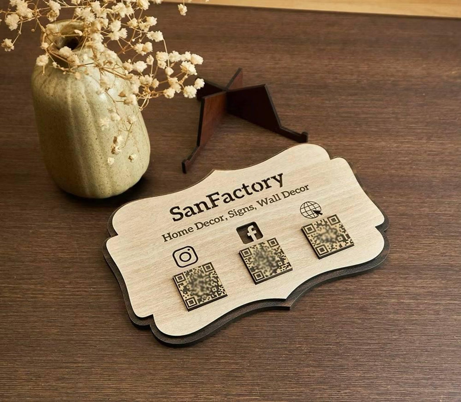 Custom Wooden QR Code Board, Scan Information on Instagram, Facebook ...