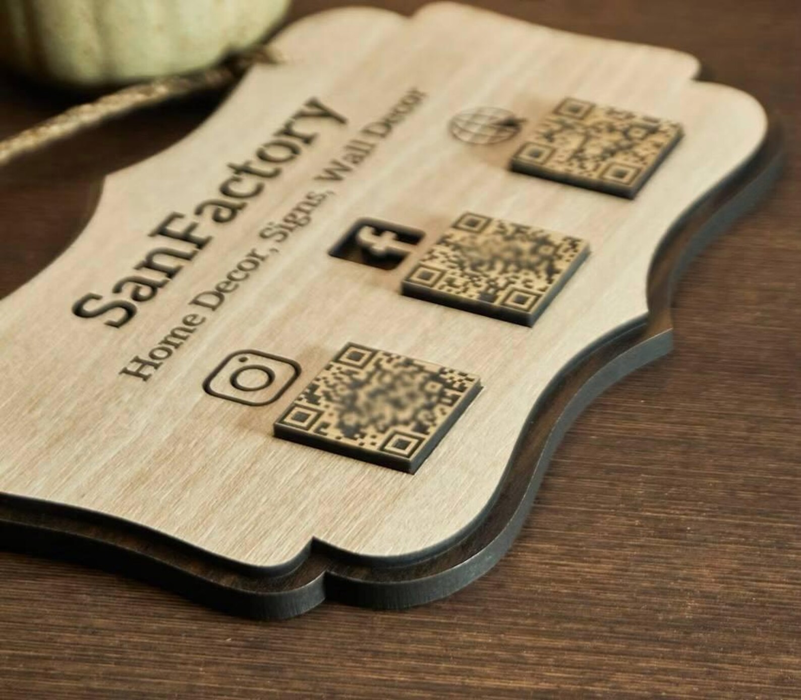 Custom Wooden QR Code Board, Scan Information on Instagram, Facebook ...