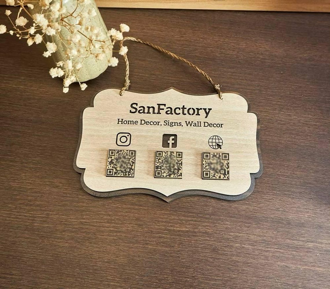Custom Wooden QR Code Board, Scan Information on Instagram, Facebook ...
