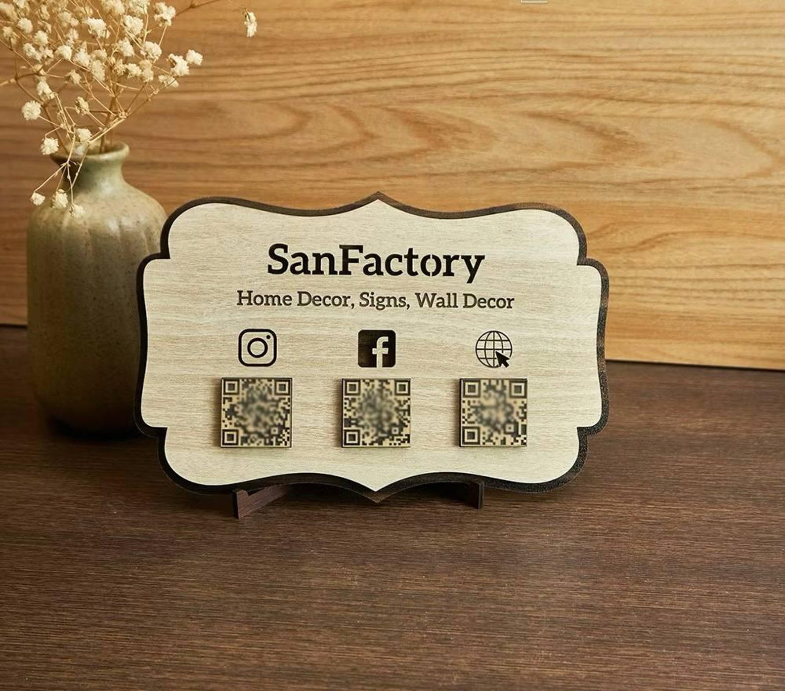 Custom Wooden QR Code Board, Scan Information on Instagram, Facebook ...