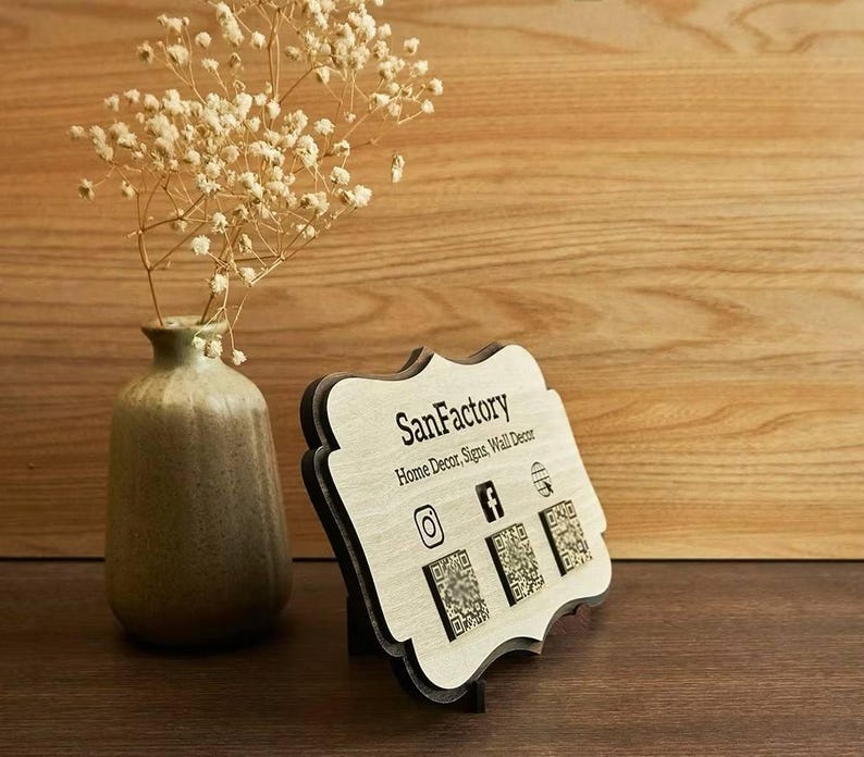 Custom Wooden QR Code Board, Scan Information on Instagram, Facebook ...