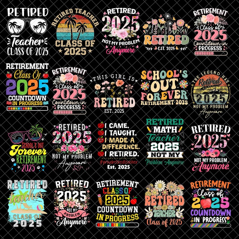 Retired Teacher 2025 Png Bundle, Teacher Retirement Gifts, Class of ...