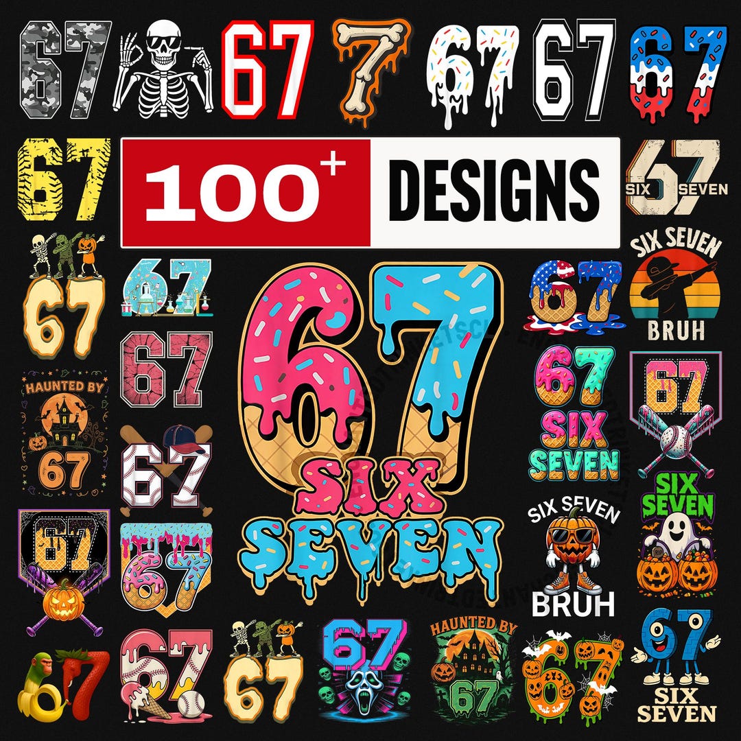 67 PNG Bundle, Six Seven Meme PNG Designs, 67 PNG, Funny Gen Alpha ...