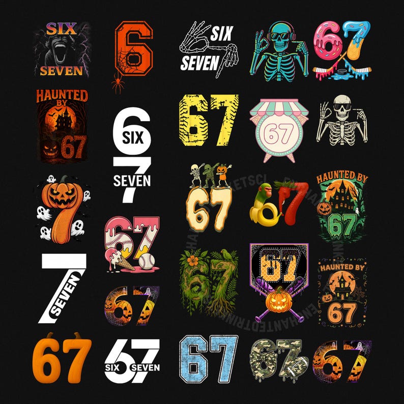 67 PNG Bundle, Six Seven Meme PNG Designs, 67 PNG, Funny Gen Alpha ...