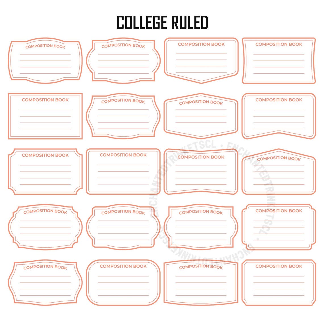 Editable Composition Book Label SVG, 20 Composition Notebook Labels ...
