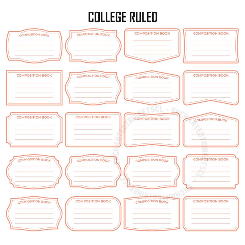 Editable Composition Book Label SVG, 20 Composition Notebook Labels ...