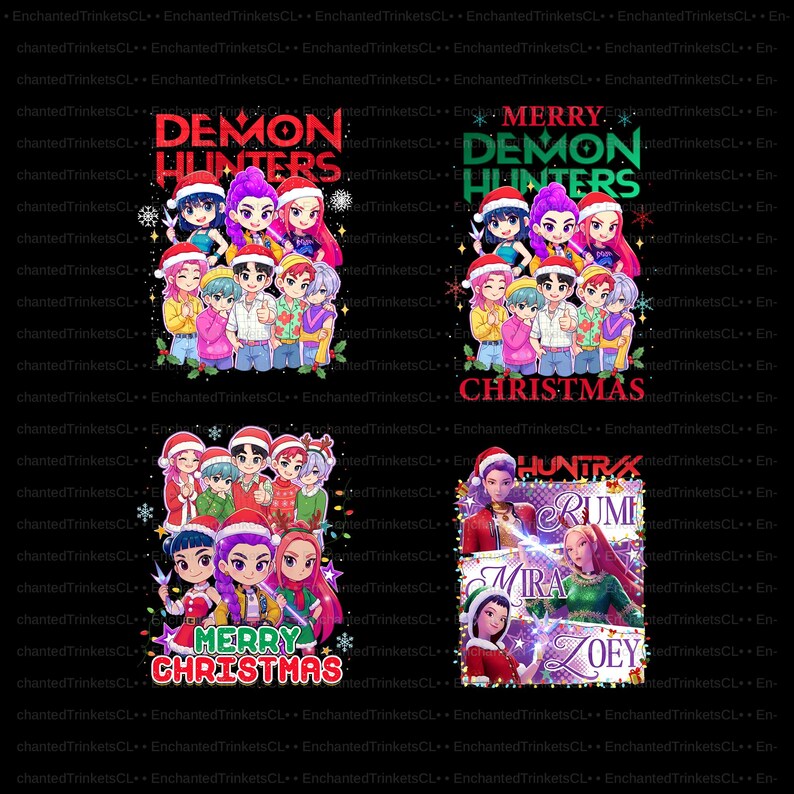 Huntrix Merry Christmas PNG, Kpop Demon Hunters Xmas Bundle, Saja Boys ...